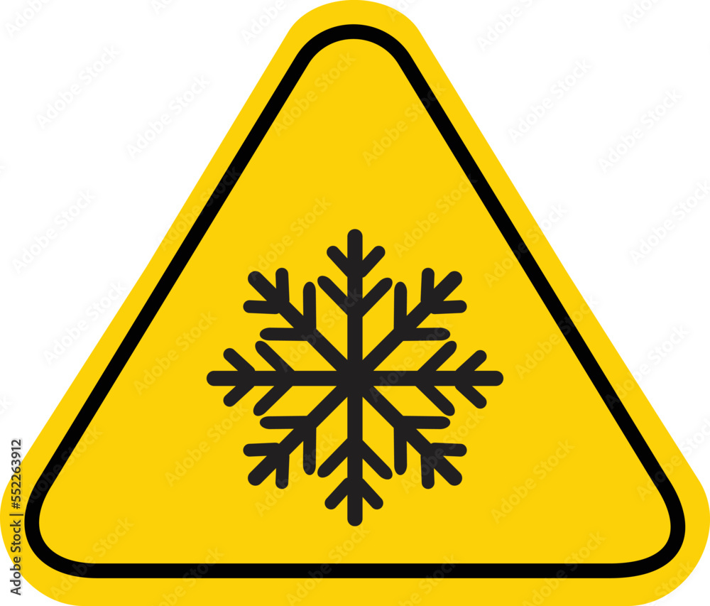 Snow warning on white background. Cold warning sign. snow ahead warning ...
