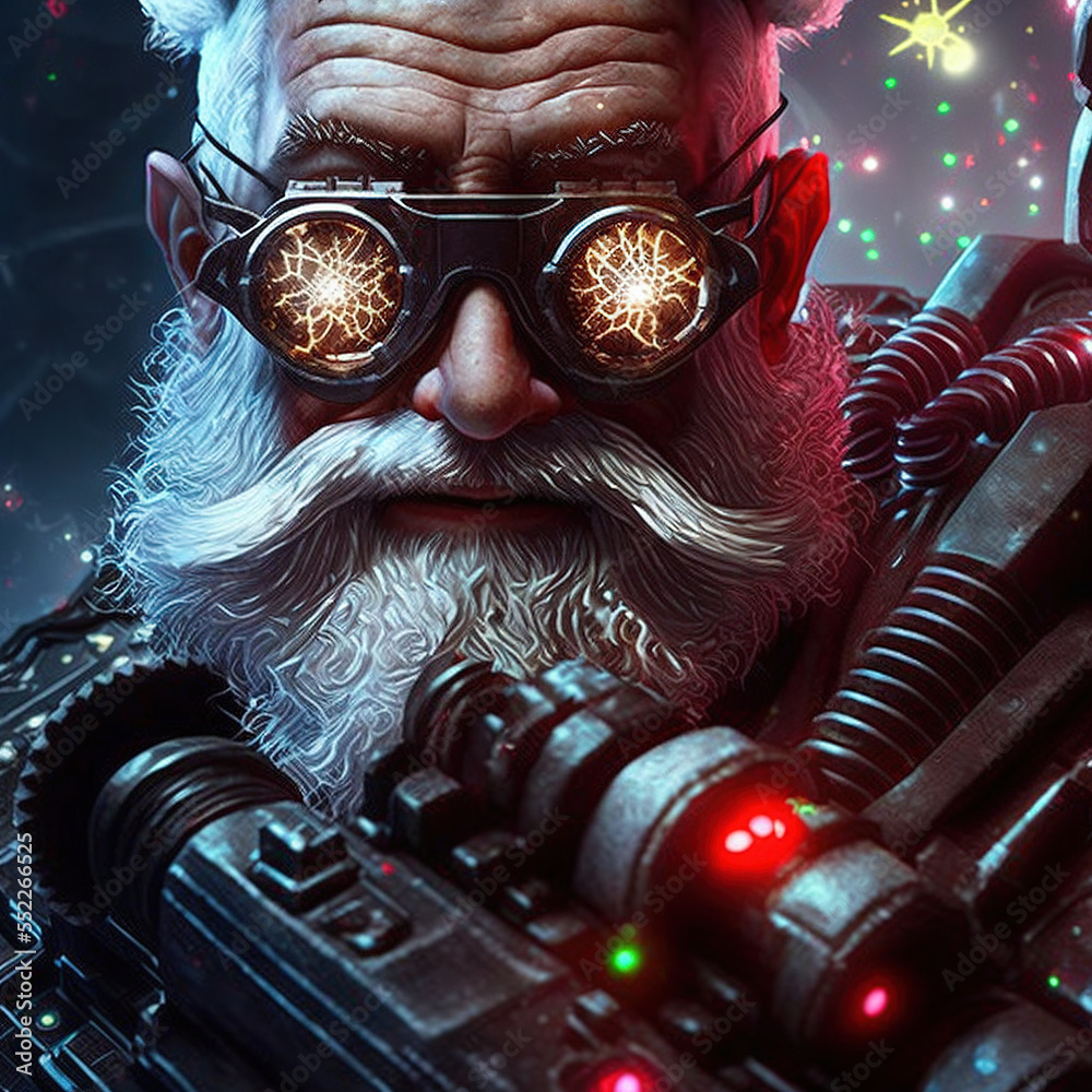 santa claus with weapons created by generative ai Stock Illustration ...