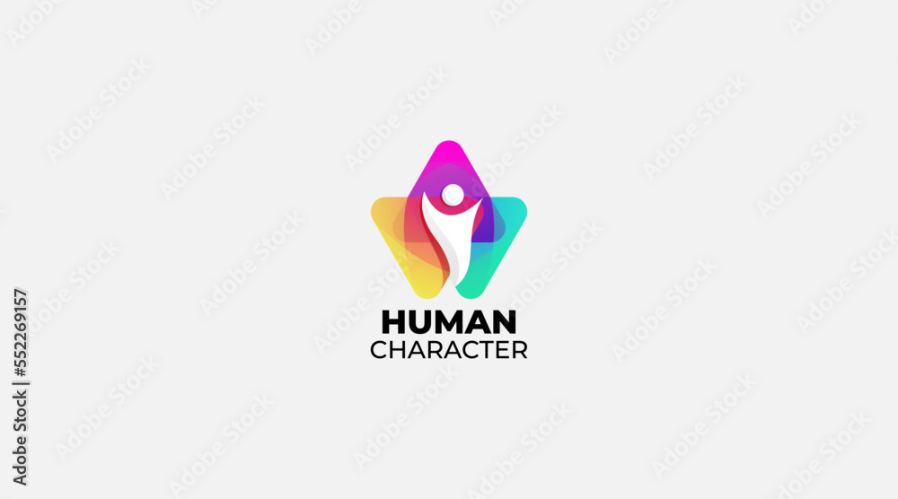 Gradient Human character logo design vector illustration Stock Vector ...