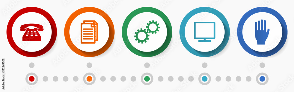 Technology vector icon set, phone flat design buttons, infographic ...