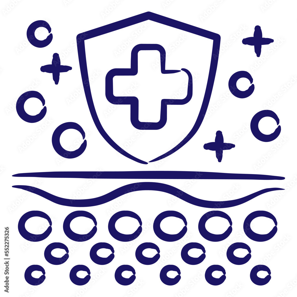 Protective function of human skin. Minimal vector icon drawn with brush ...