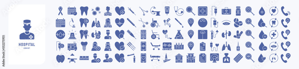 Medical and Hospital Icon set, including icons like Doctor, nurse ...