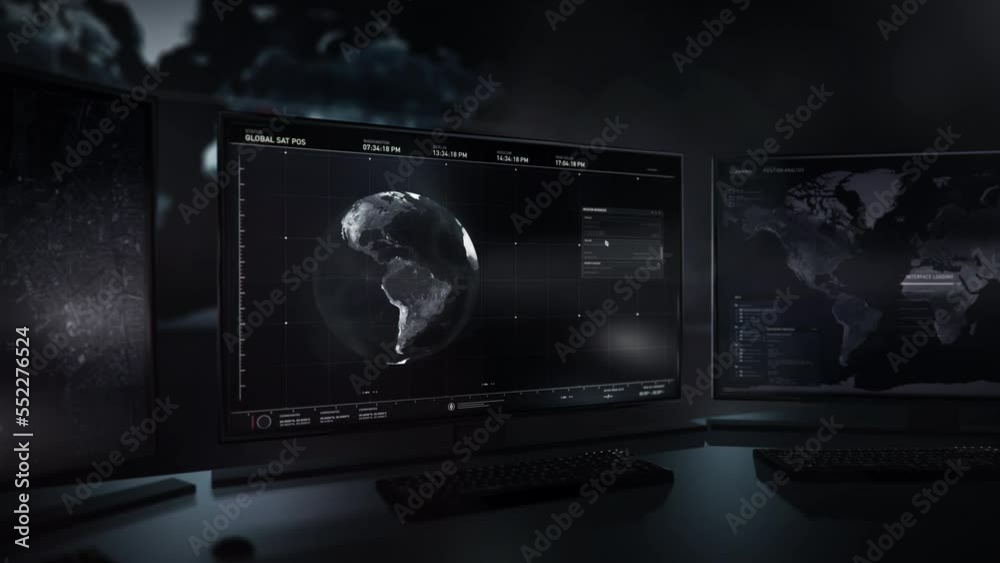 Innovative Satellite Scanner Gathering Information On Earth Globe Map ...