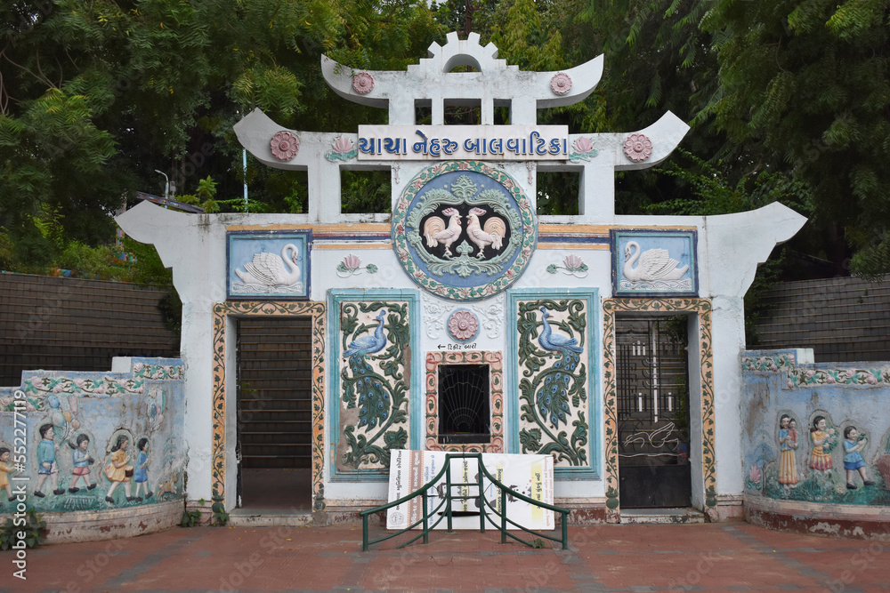 Entrance gate of Chacha Nehru Balvatika Museum near Kankaria lake ...