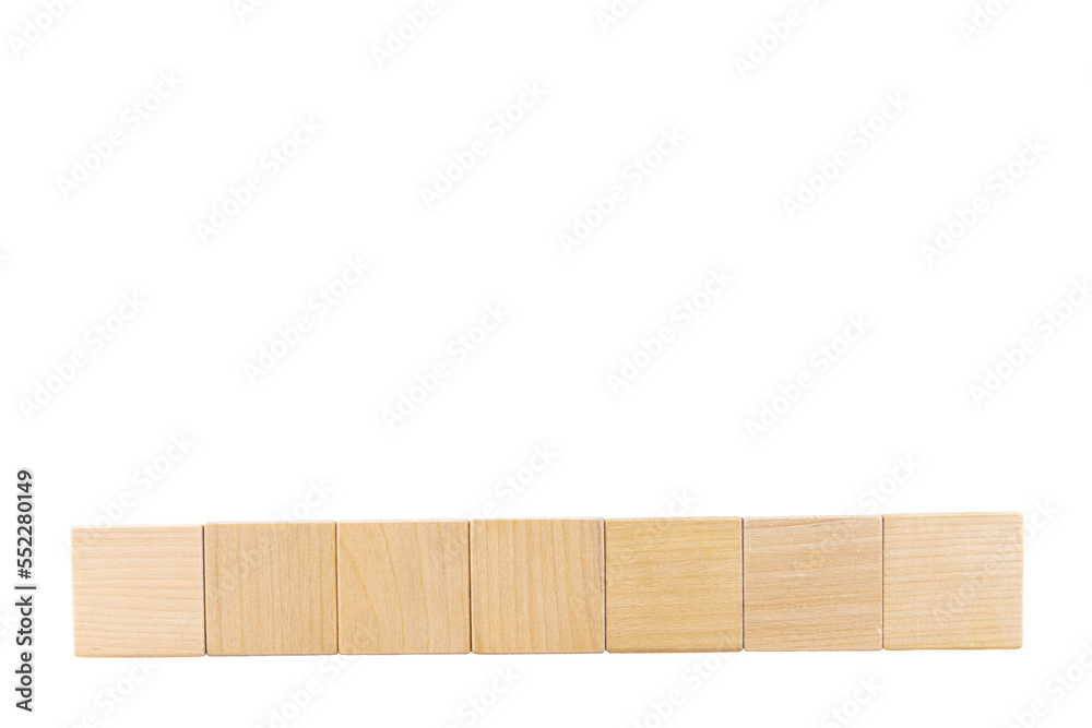 Seven wooden cubes. Transparent background. PNG. copy space. Stock ...