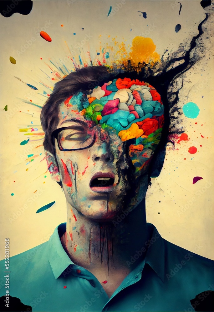 Generative AI abstract render of a mockup face Stock Illustration ...