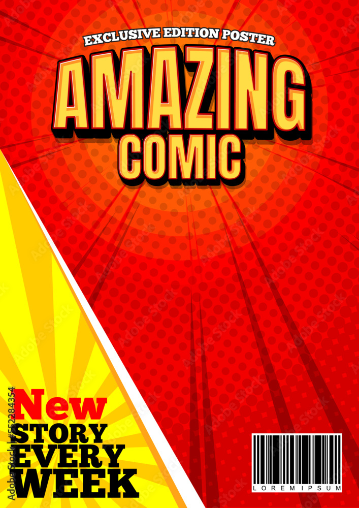 cartoon comic magazine book cover design template Stock Vector | Adobe ...