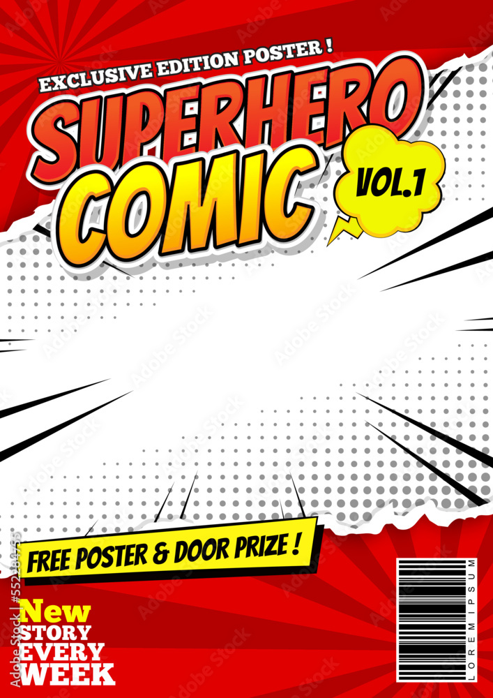 cartoon comic magazine book cover design template Stock Vector | Adobe ...