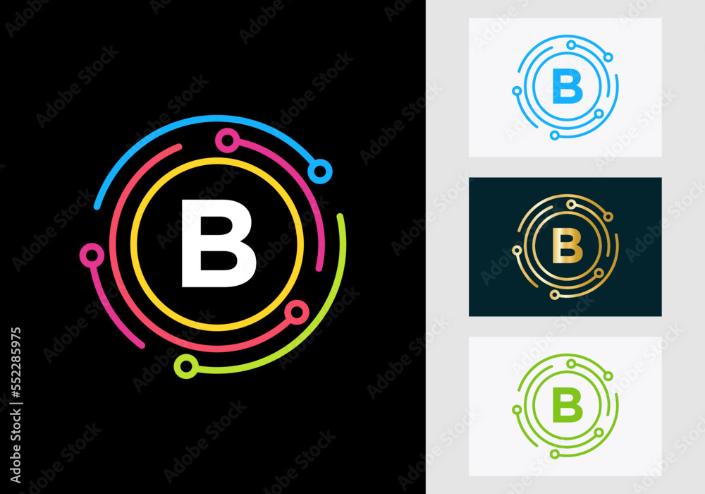 Letter B Technology Logo Design. Network Logo Symbol Stock Vector ...