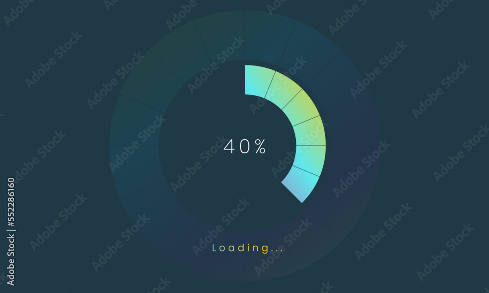 40 percent loading user interface, A Futuristic loading icon, colorful ...
