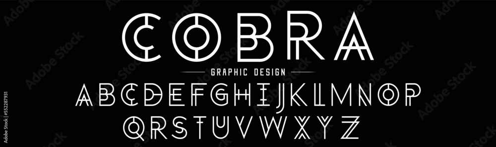 COBRA, Abstract digital modern alphabet fonts. Typography technology ...