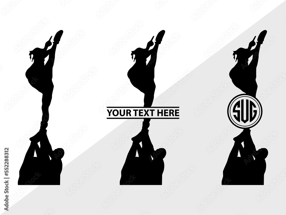 Cheer Stunt Monogram, Cheer Stunt Silhouette, Cheer Leading Svg, Cheer ...