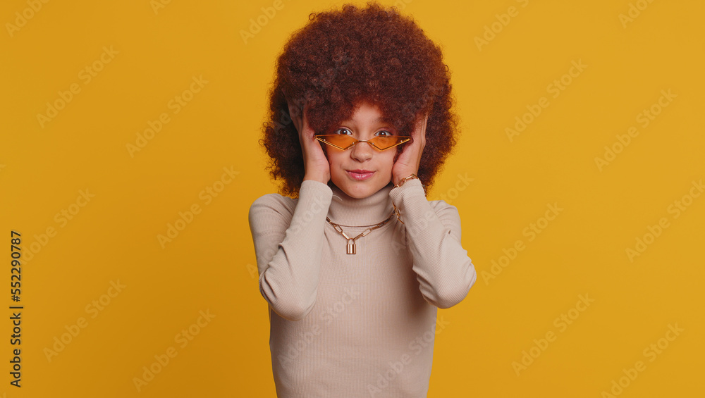 Oh my God, Wow. Young teenager child girl kid looking surprised at ...