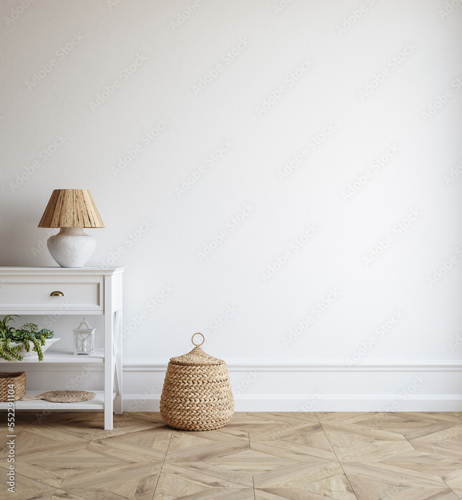 Mockup frame in interior background, room in light pastel colors ...