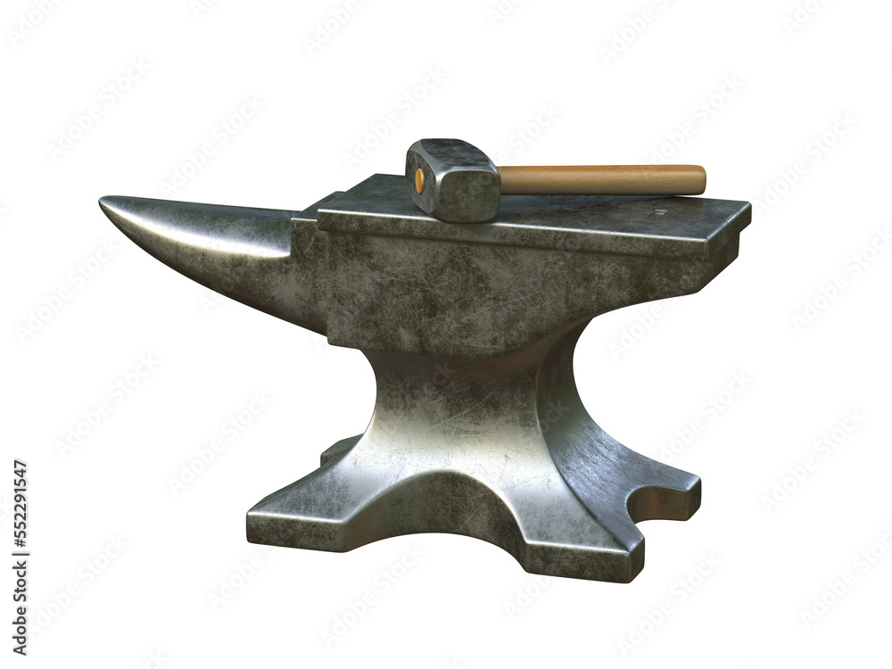 Hammer and anvil isolated on white background 3d rendering Stock ...