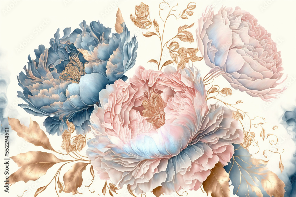 Beautiful peonies, abstract floral design for prints, postcards or ...