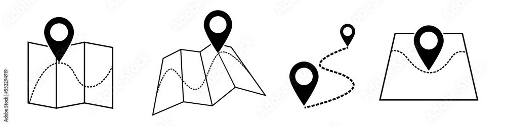 Map marker icons .Location.Maps Pin and Navigation icons set.Vector line icon set of map with ...