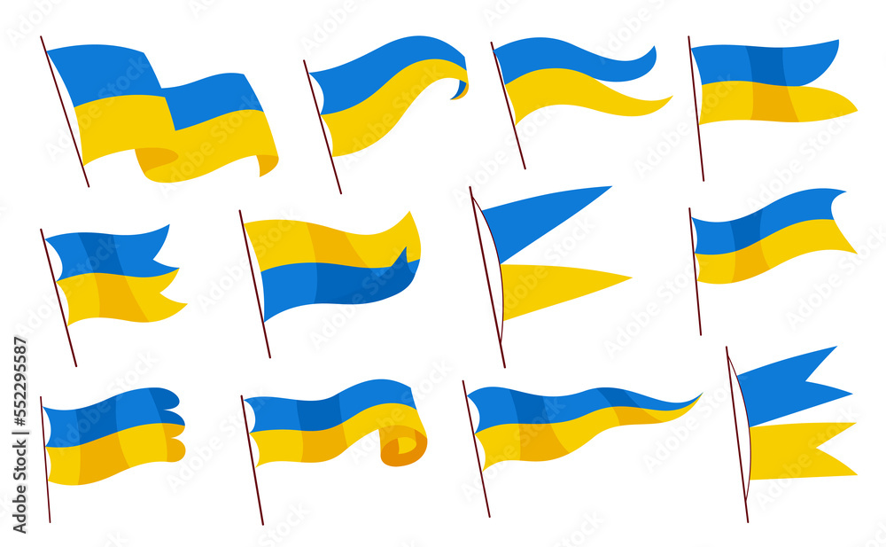Ukrainian flag. Set of ukraine flags on white background. National ...