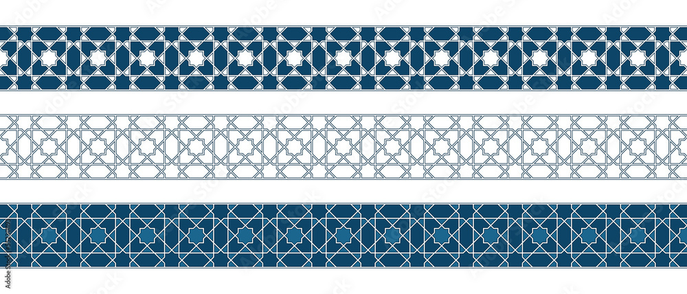 Set of borders of Islamic pattern for Ramadan greetings cards and ...