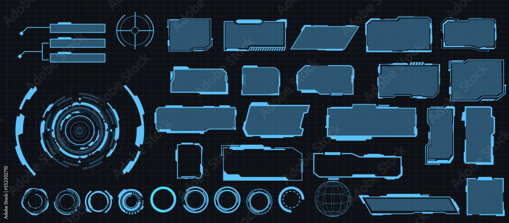 futuristic vector hud interface screen design digital callouts titles ...