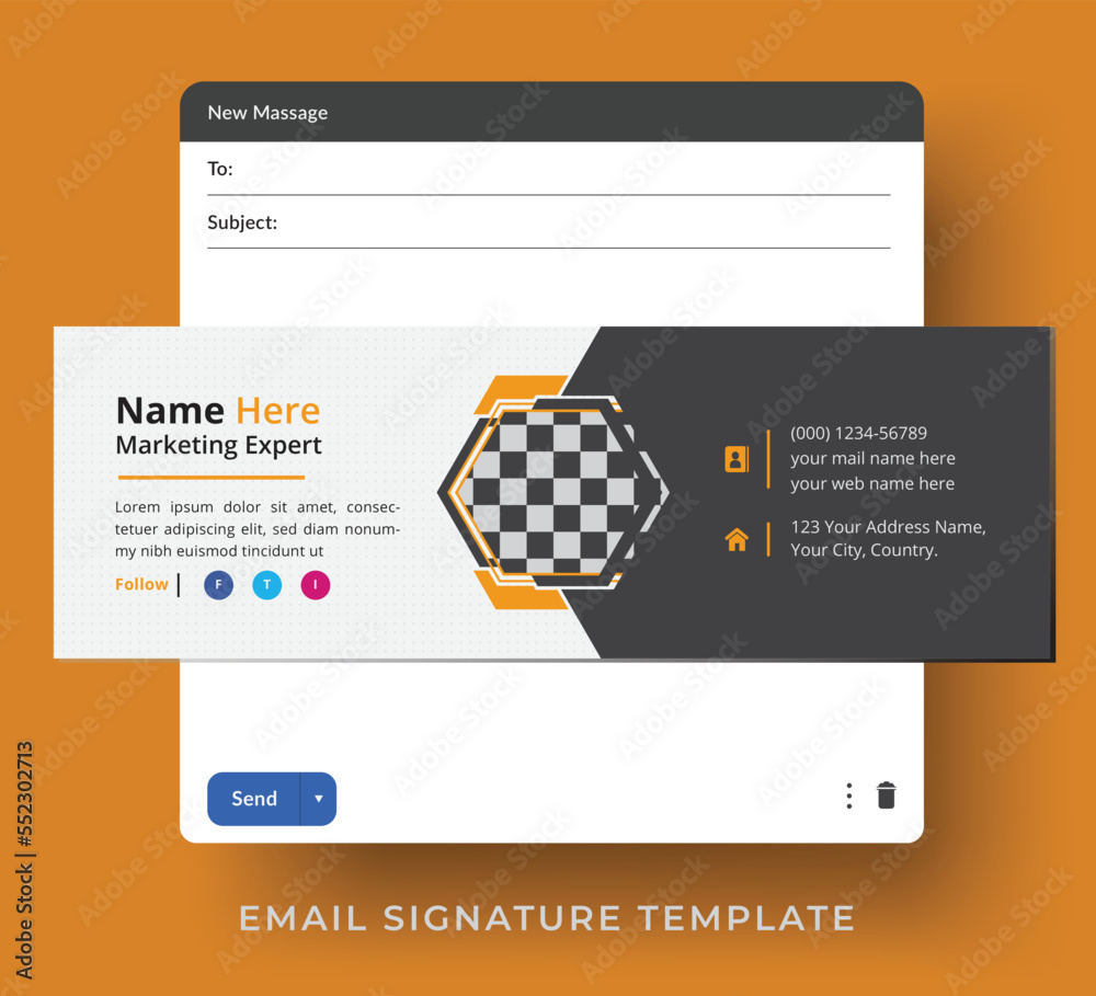 Corporate email signature template design in vector, personal details ...