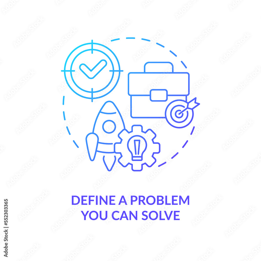 Define problem you can solve blue gradient concept icon. Working from ...