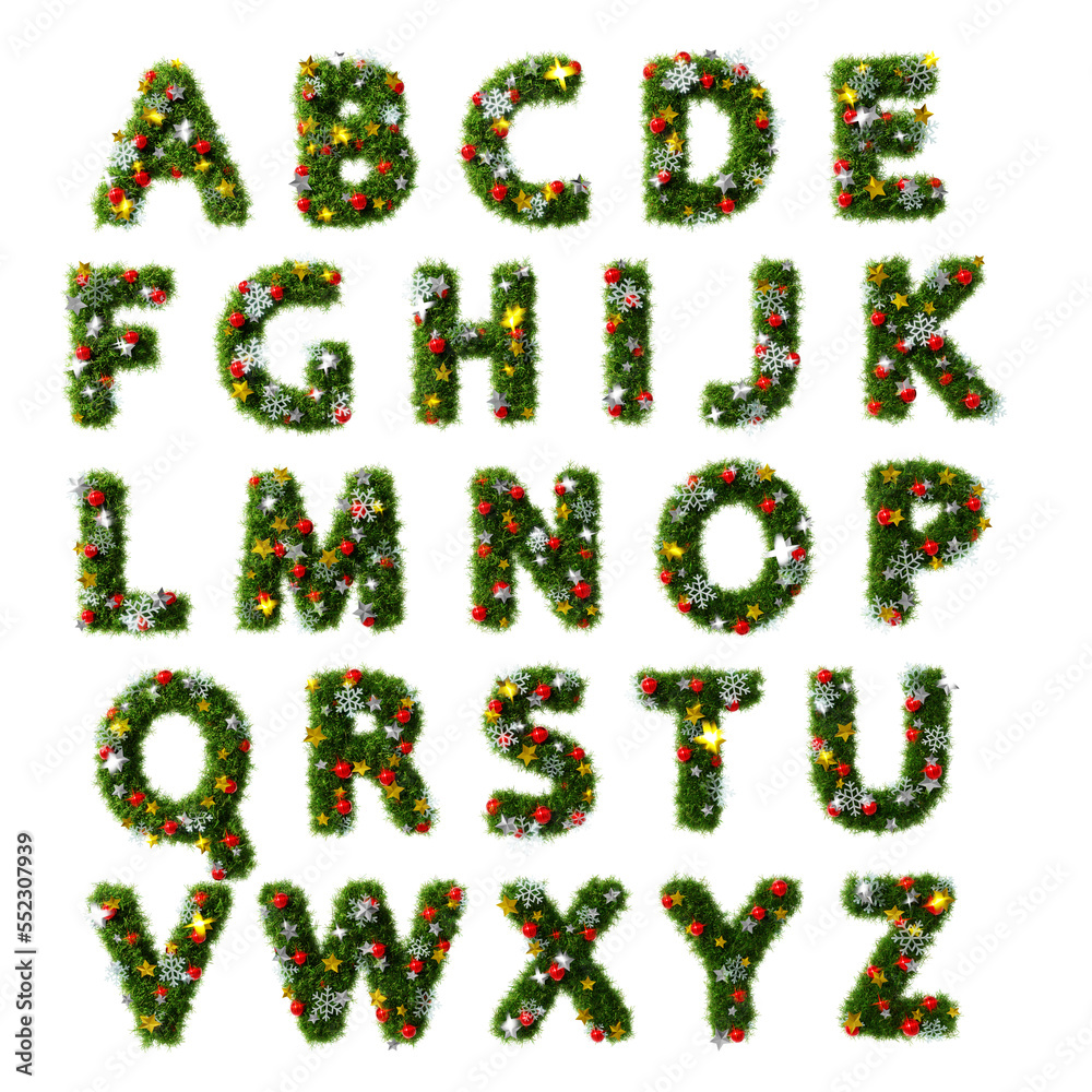 Beautiful christmas wreath like font set of upper case alphabet A to Z ...