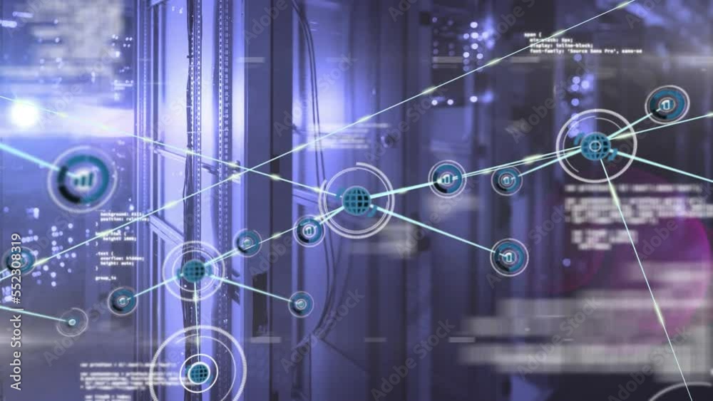 Animation of connected icons and lens flares with programming language ...