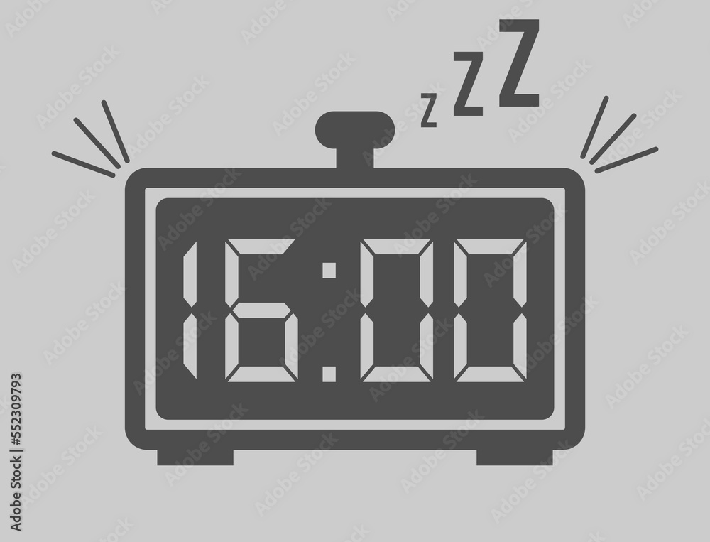 16:00 hours digital alarm clock. Vector with alarm clock marking time ...