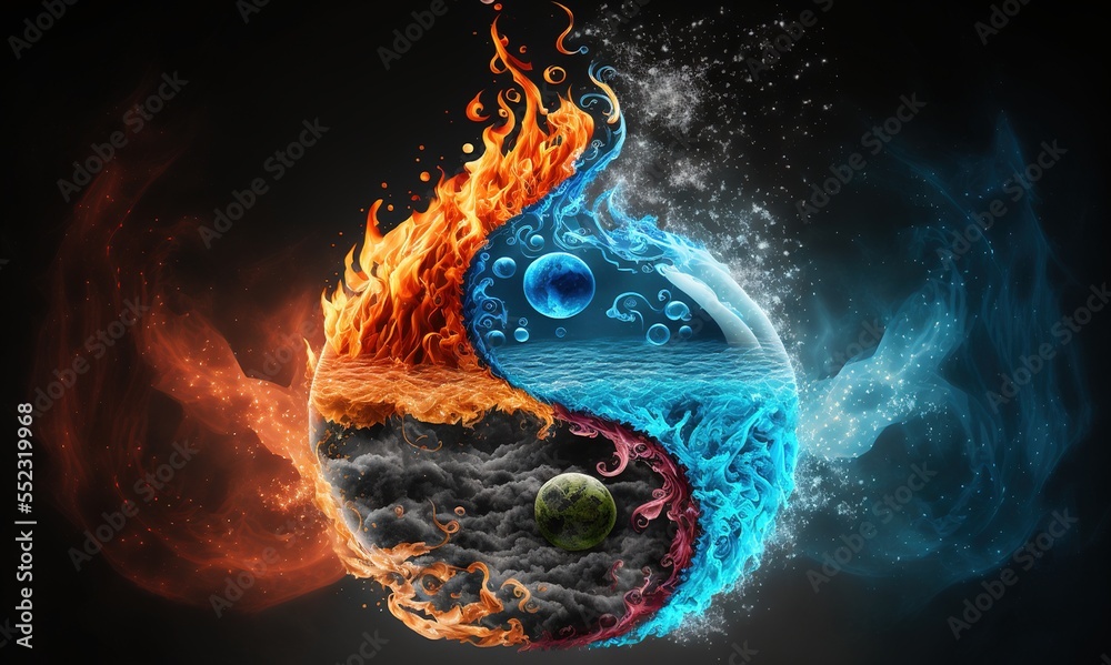 Yin Yang Water and Flame Elements Symbol Wallpaper. Earth and Universe ...