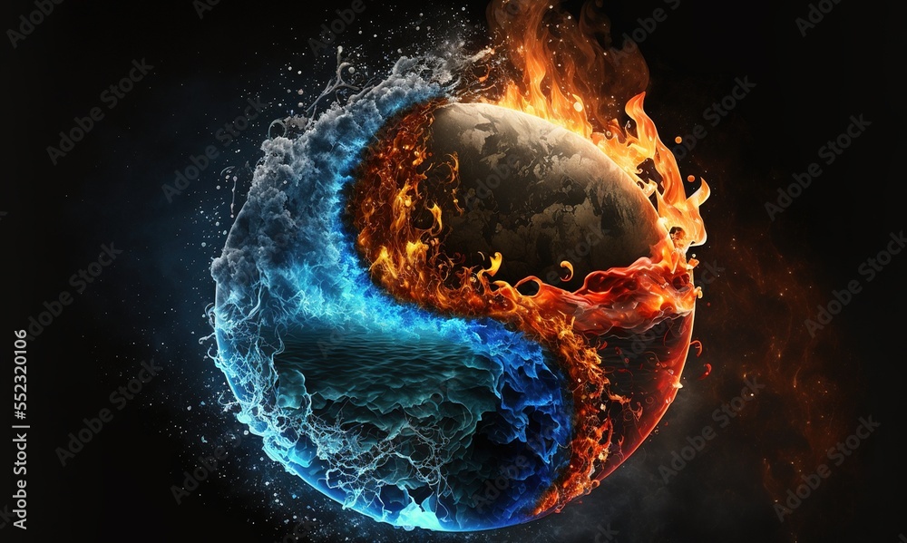 Yin Yang Water and Flame Elements Symbol Wallpaper. Earth and Universe ...