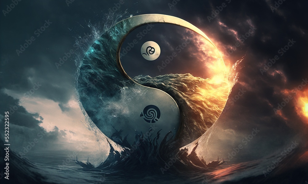 Yin Yang Water and Flame Elements Symbol Wallpaper. Earth and Universe ...