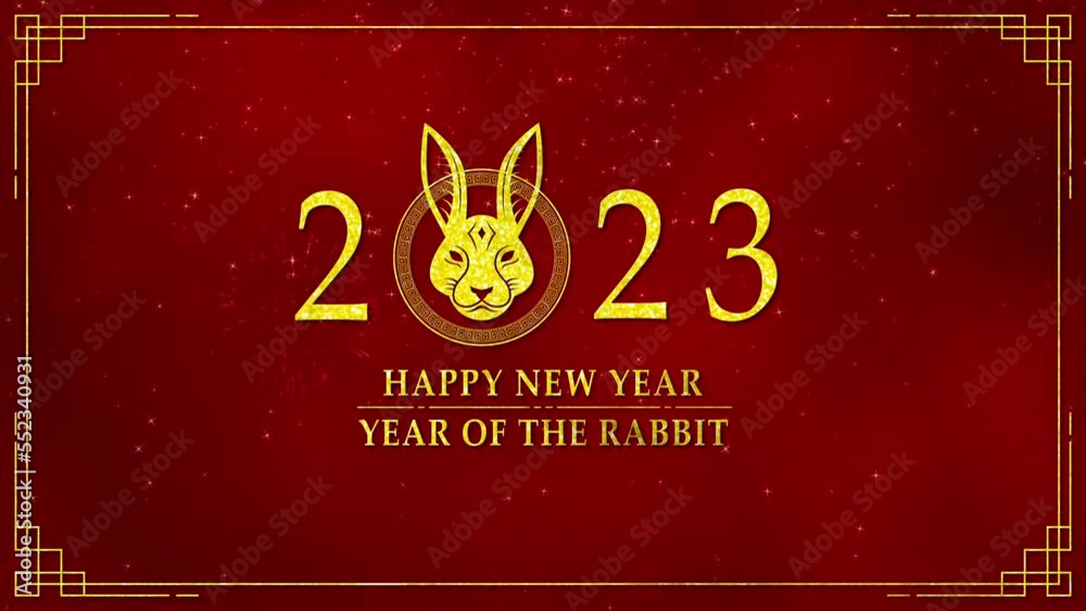 Motion graphic of Golden rabbit logo with chinese new year and year of ...