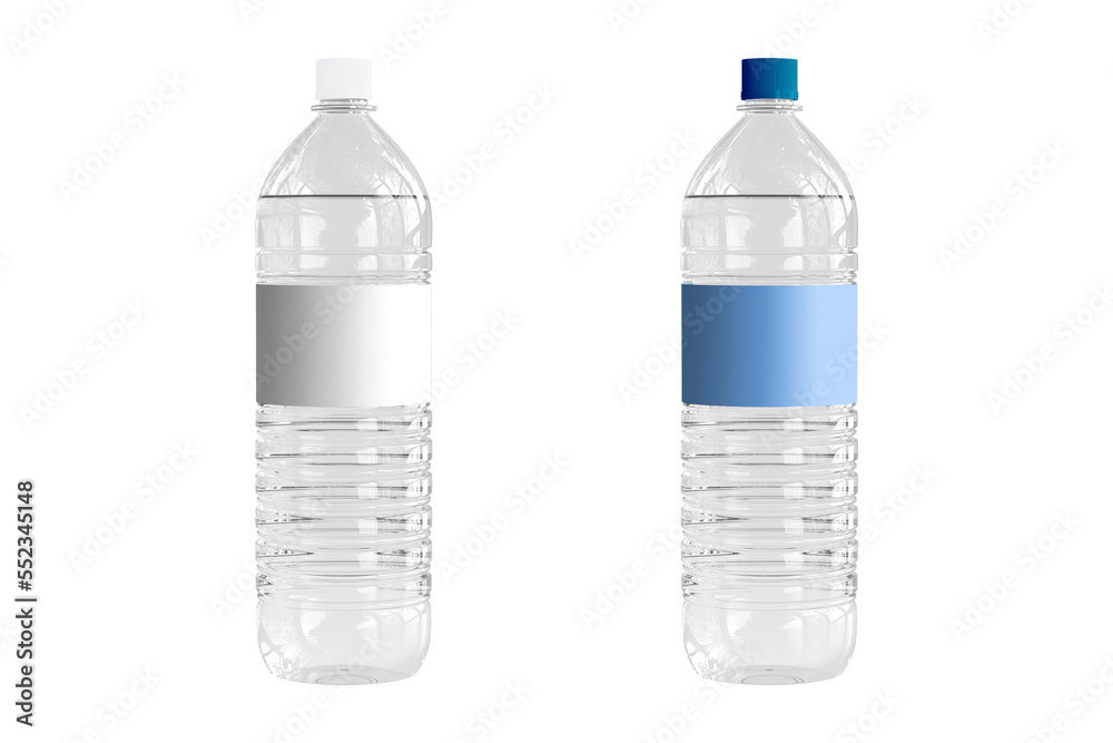 Blank plastic water bottle with empty label mockup isolated on white ...