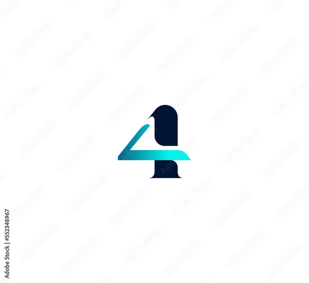 Number 4 logo design template elements. Modern abstract digital ...