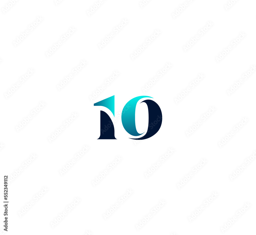 Number 10 logo design template elements. Modern abstract digital ...