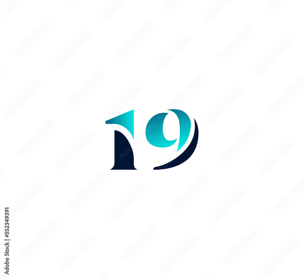 Number 19 logo design template elements. Modern abstract digital ...