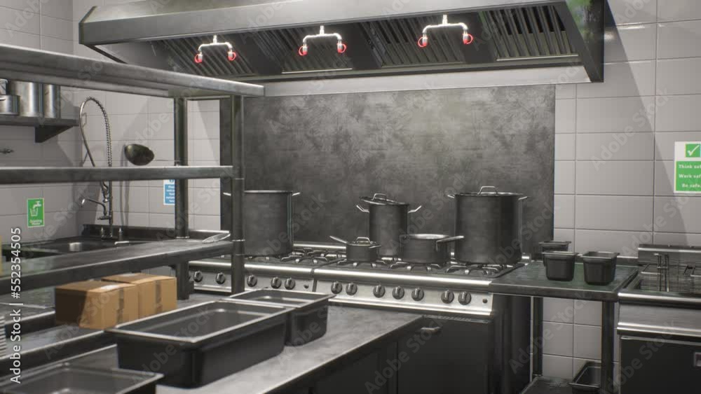 Kitchen of a Restaurant, Hotel, Food 3D Animations Rendering CGI 4K ...