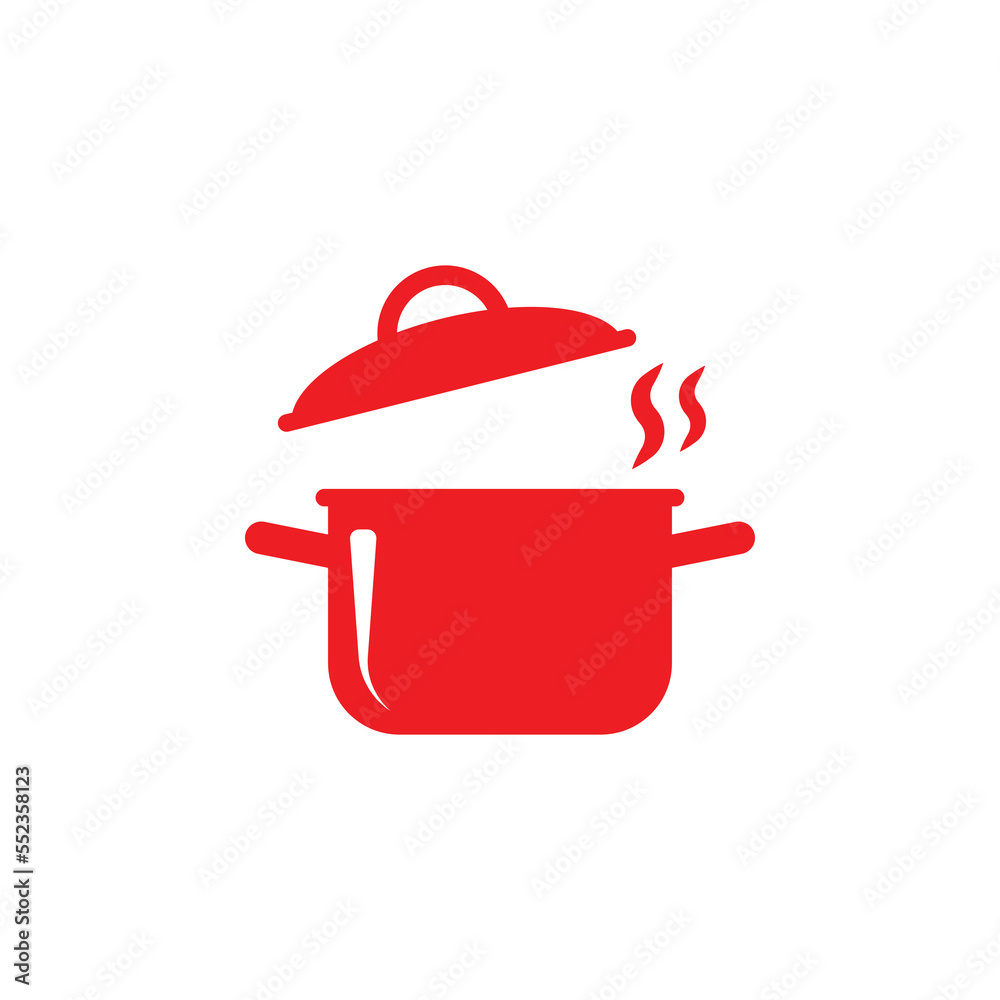 eps10 red vector cooking pot solid abstract art icon or logo isolated ...