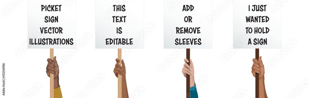 Picket Sign Vector Illustrations | People holding picket signs ...
