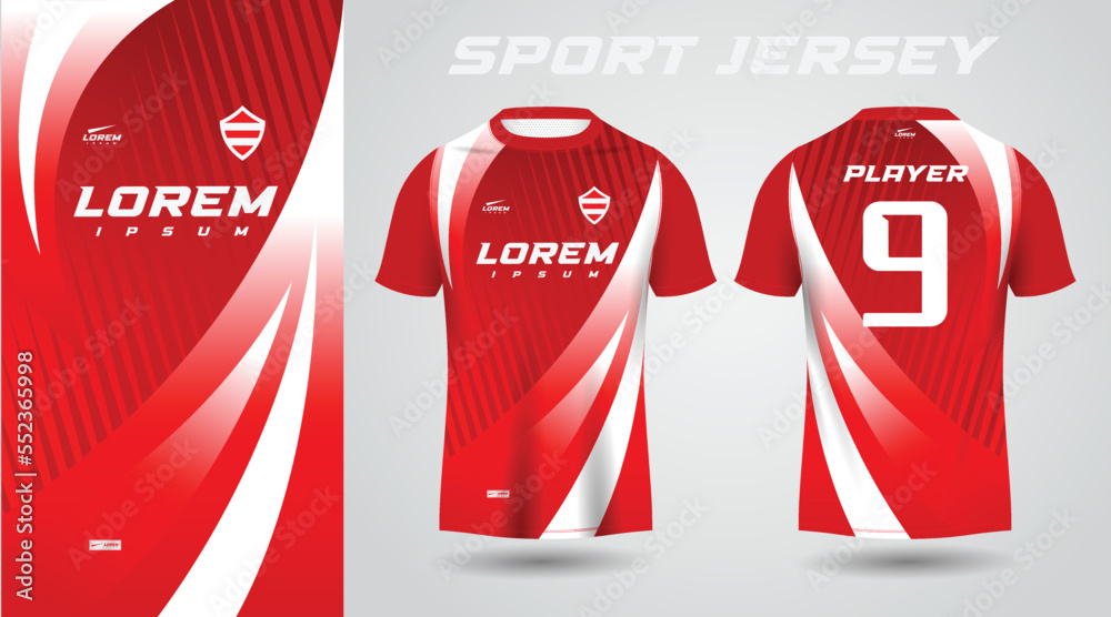 red t-shirt sport jersey design เวกเตอร์สต็อก | Adobe Stock