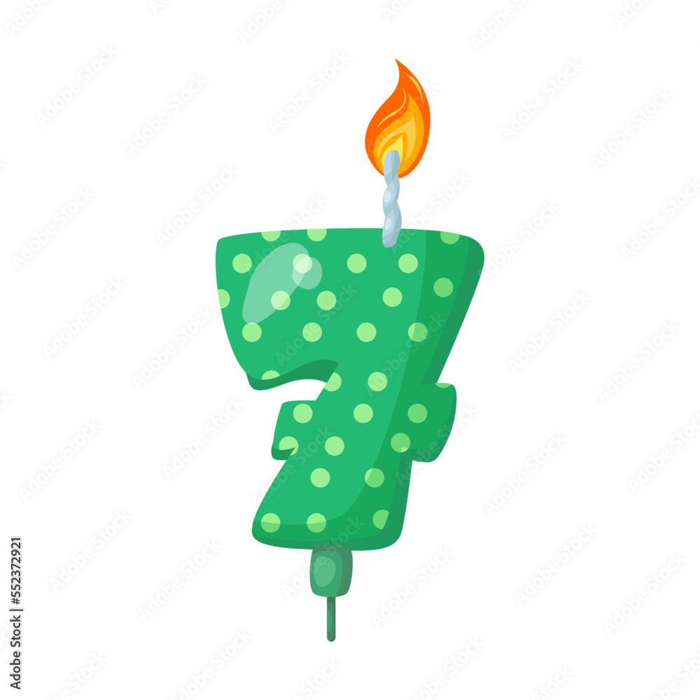 Candle with number for birthday cake vector illustration. Cartoon ...