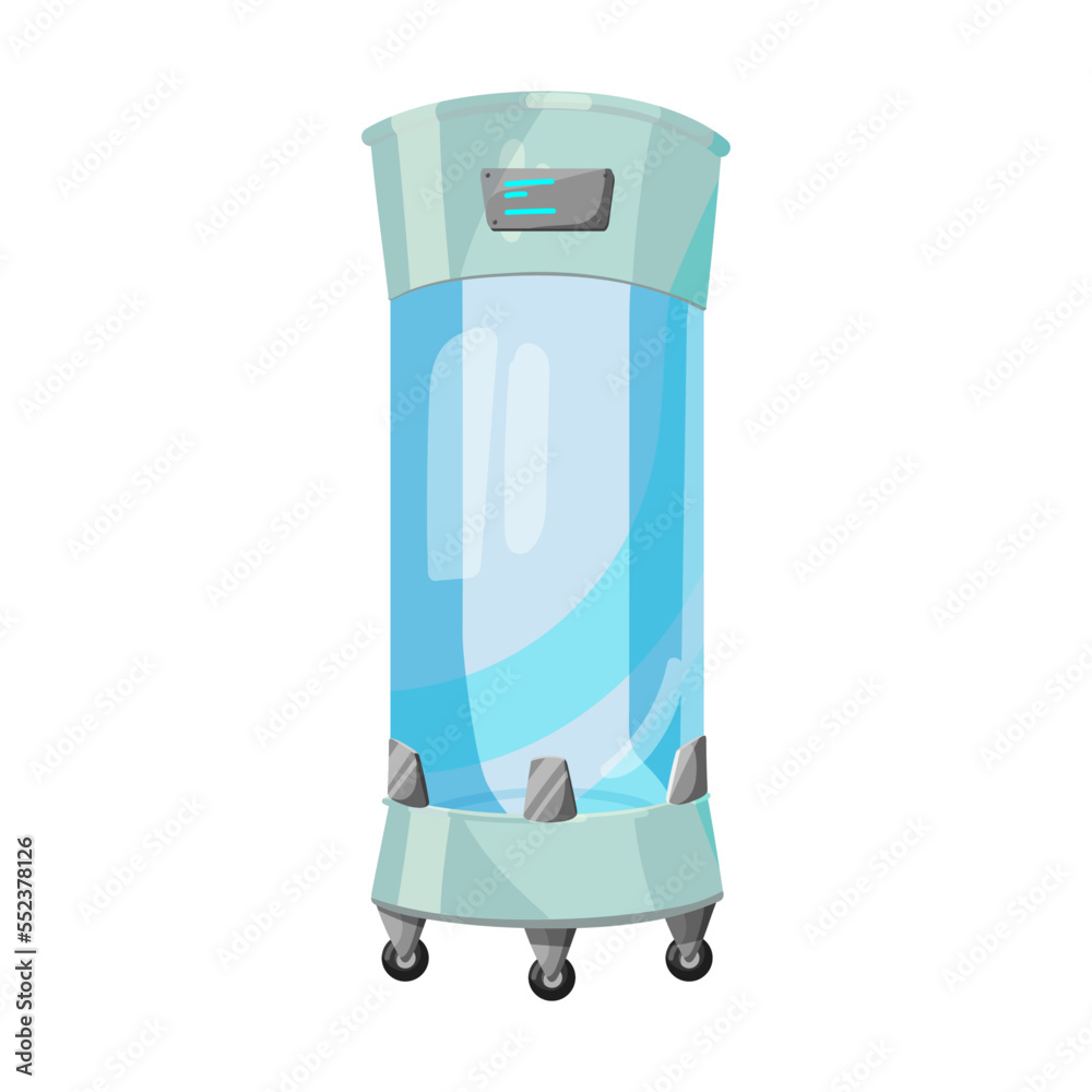 Futuristic cryogenic glazed vertical cabin with transparent glass ...