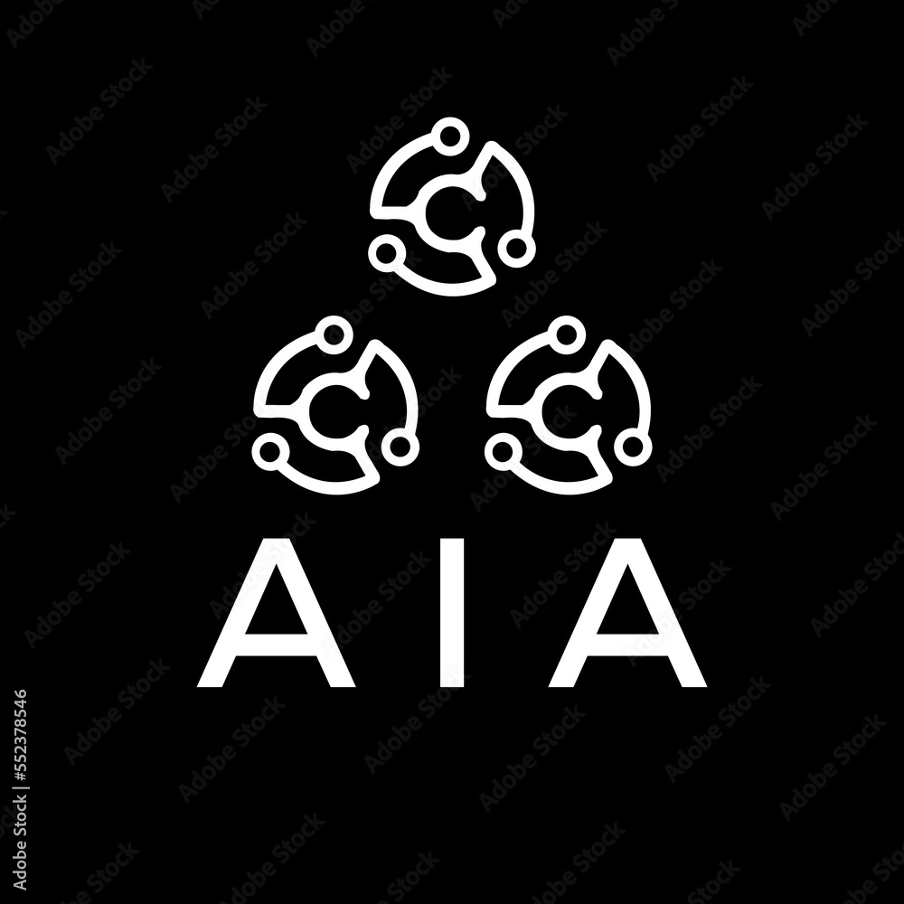 AIA letter logo. AIA best black background vector image. AIA Monogram ...