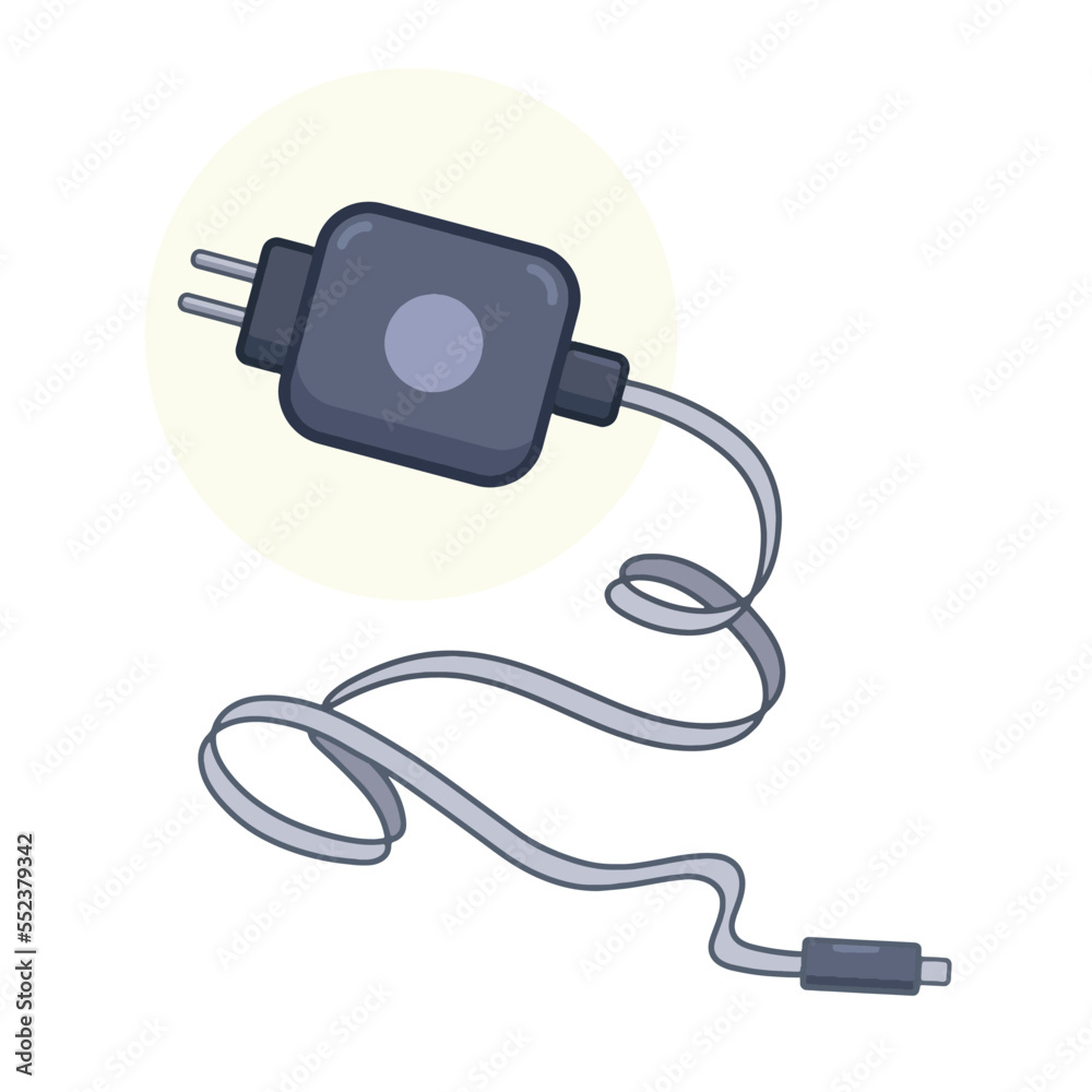 Mobile Phone Charger Vector Illustration drawing with cartoon simple ...