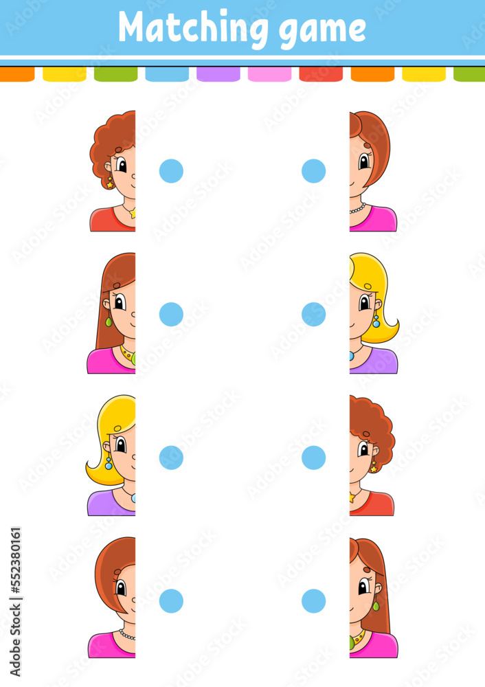 Matching game. Draw a line. Education developing worksheet. Activity ...