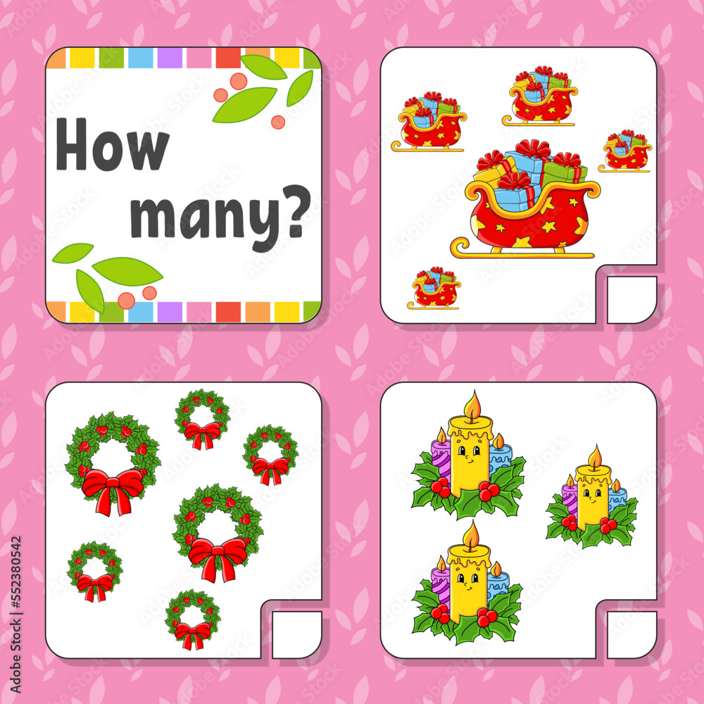 Counting game for children. Happy characters. Learning mathematics. How ...