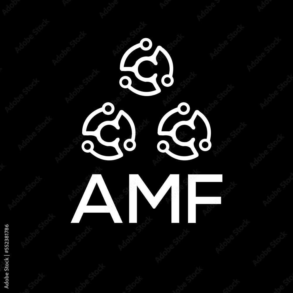 AMF letter logo. AMF best black background vector image. AMF Monogram ...