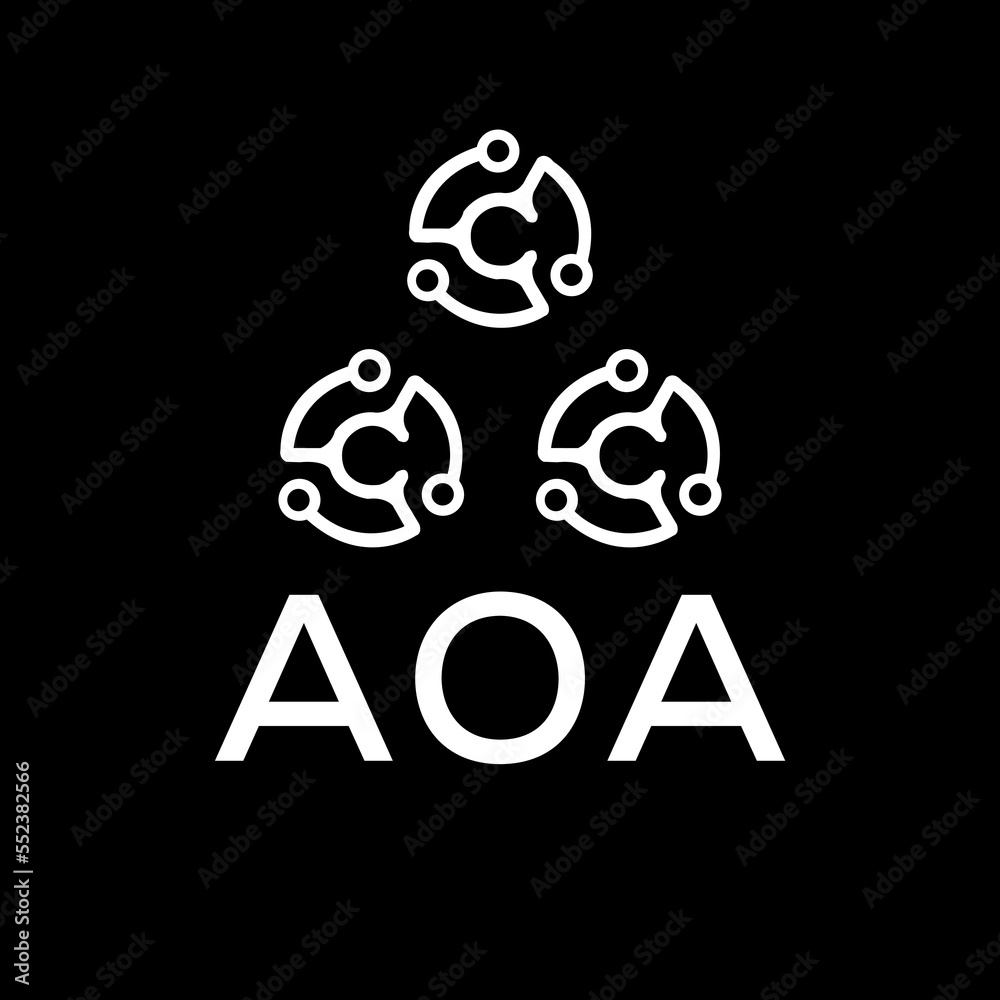 Vecteur Stock AOA letter logo. AOA best black background vector image ...