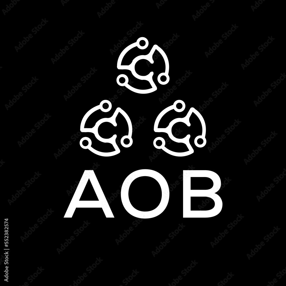 AOB letter logo. AOB best black background vector image. AOB Monogram ...